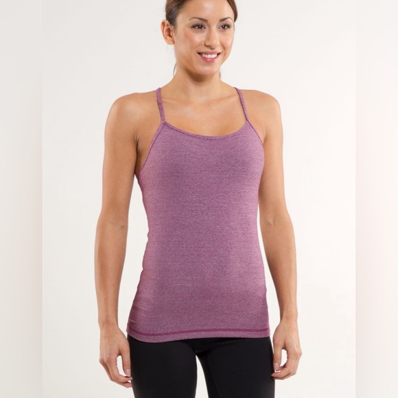 lululemon athletica | Tops | Lululemon Power Y Tank In Heathered Plum ...
